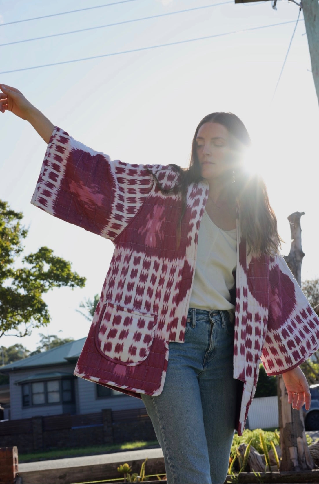 Quilted Kimono Jacket - Cochineal Ikat – Carlieballard